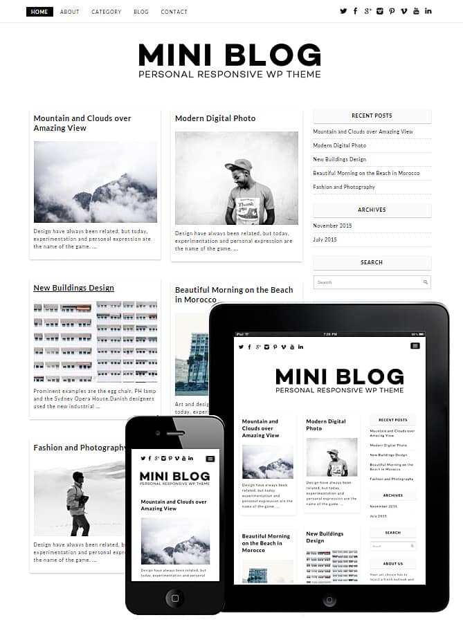 Mini Blog WordPress Theme | 한국워드프레스랩