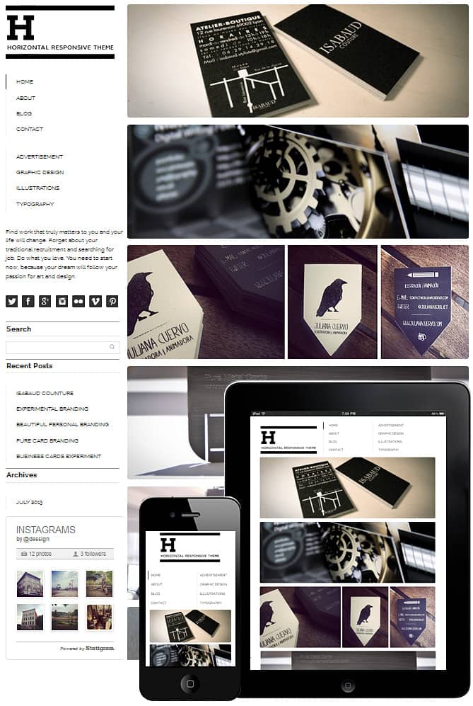 Horizontal Grid WordPress Theme | 한국워드프레스랩
